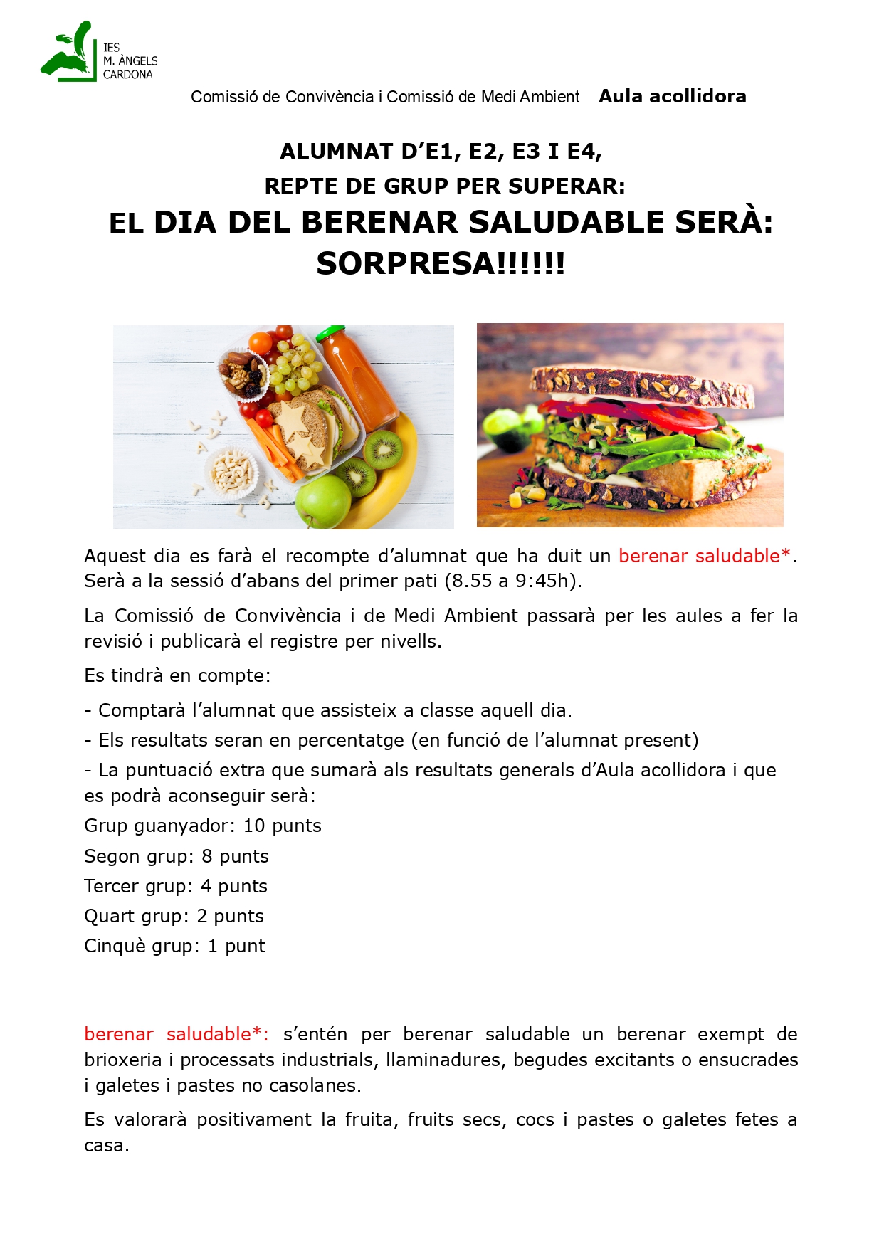Dia del berenar saludable | IES Maria Àngels Cardona